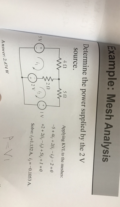 Solved Example: Mesh Analysis Determine the power supplied | Chegg.com