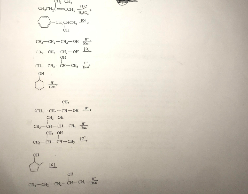 Solved (H3 CH3 CH,CH,C=CCH; CH, HO H.SO [O] -CH2CHCH; OH CH; | Chegg.com