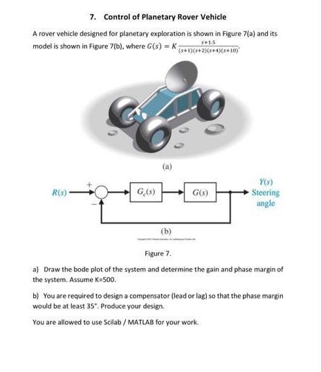 Solved 7. Control of Planetary Rover Vehicle A rover vehicle | Chegg.com