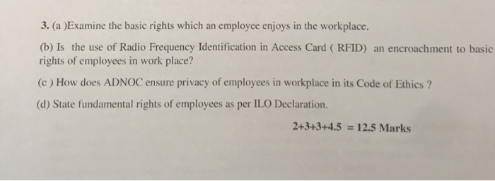 Solved 3. (a )Examine the basic rights which an employee | Chegg.com