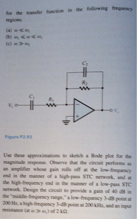 Solved D **2.93 Derive the transfer function of the circuit | Chegg.com