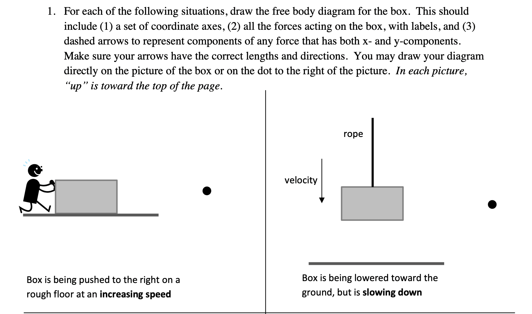 Solved 1. For each of the following situations, draw the | Chegg.com