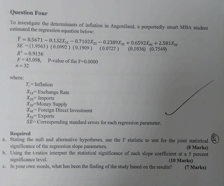 Solved Question Four To investigate the determinants of | Chegg.com