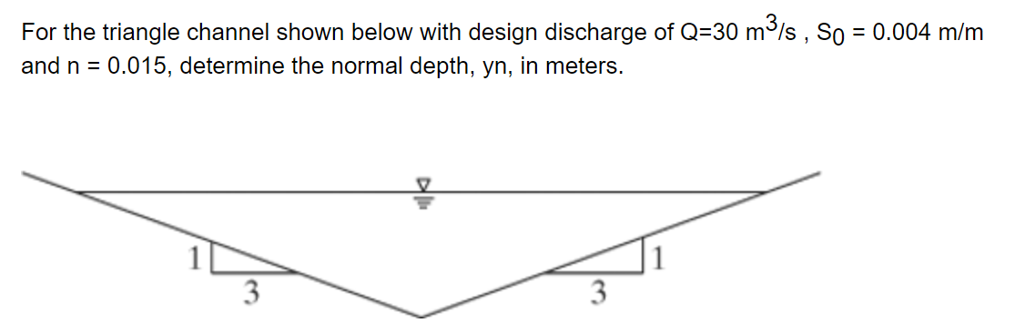 Solved For the triangle channel shown in previous question | Chegg.com
