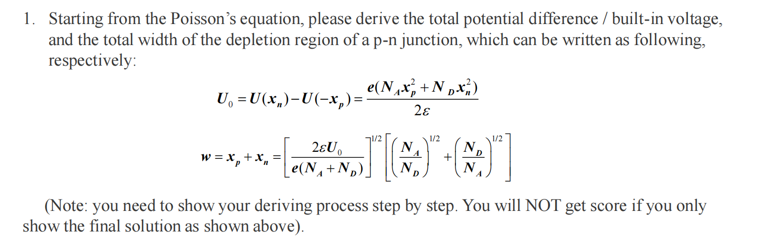 Solved Starting from the Poisson’s equation, please derive | Chegg.com