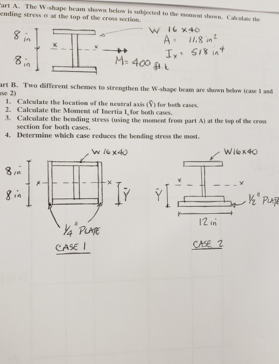 Solved art A. The W-shape beam shown below is subjected to | Chegg.com