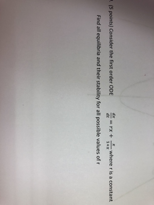 Solved . (5 points) Consider the first order ODE dx 1 = rx + | Chegg.com