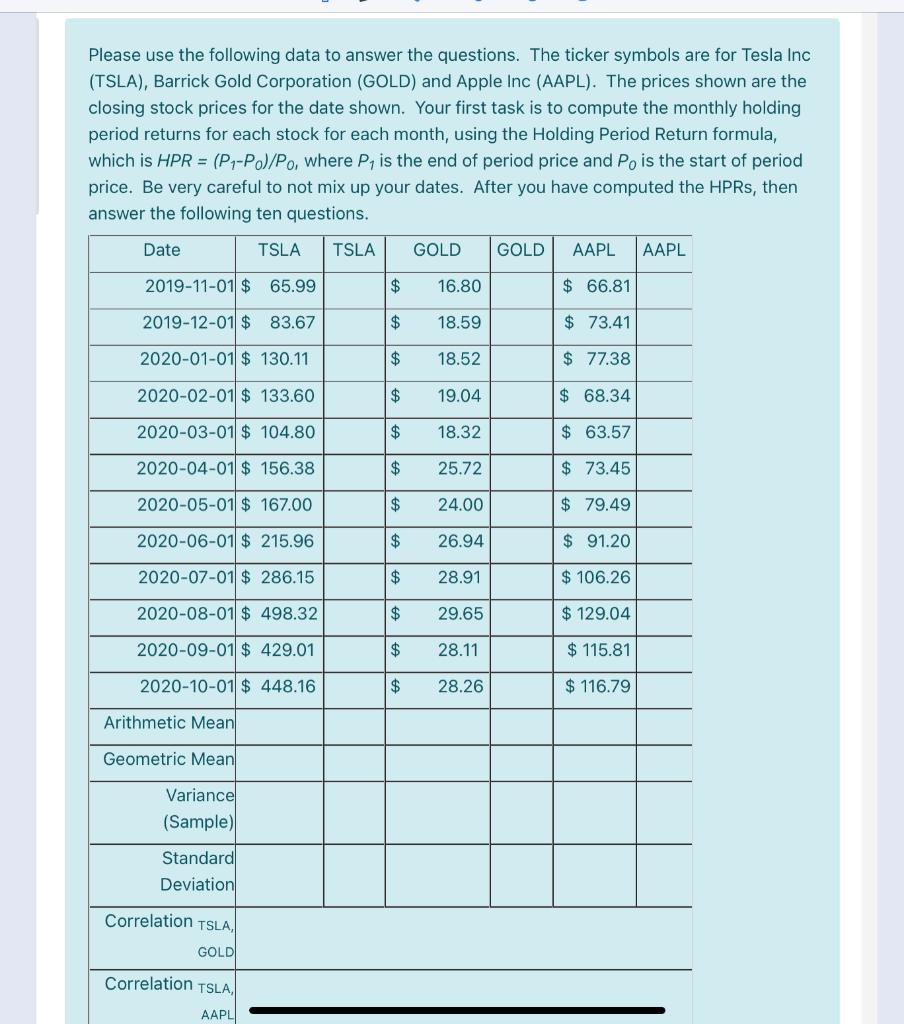 Solved Please use the following data to answer the | Chegg.com