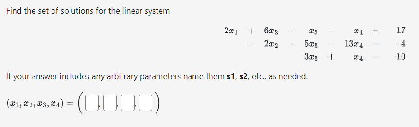Solved Find the set of solutions for the linear system | Chegg.com