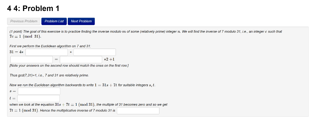 Solved 4 4 Problem1 Previous Problem Problem List Next