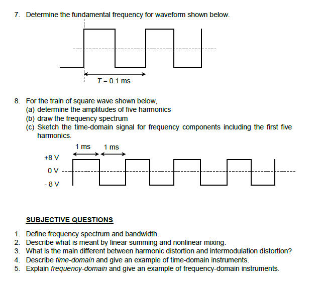 Solved 7. Determine the fundamental frequency for waveform | Chegg.com