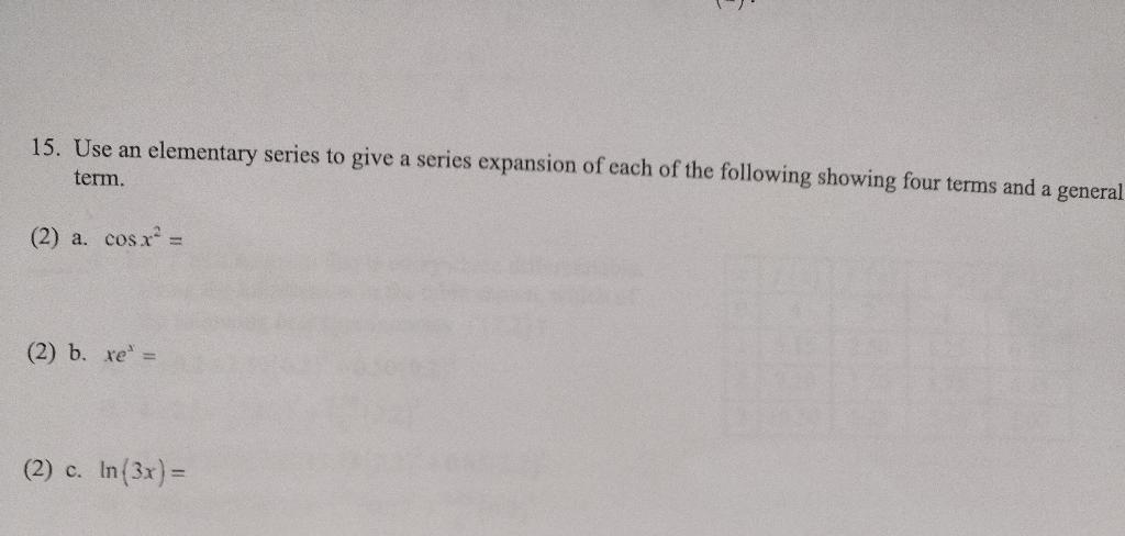 Solved 15. Use an elementary series to give a series | Chegg.com