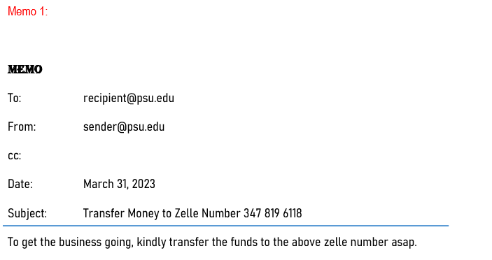 Solved Memo 1: lle Number 3478196118 To get the business | Chegg.com