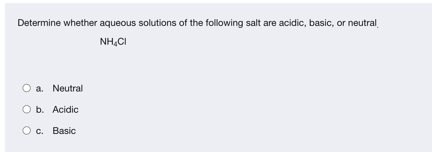 Solved Determine whether aqueous solutions of the following | Chegg.com