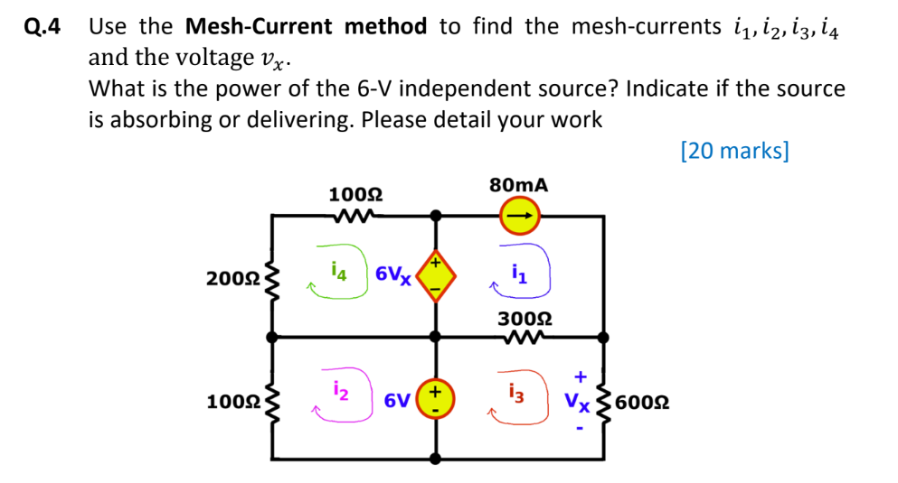 Solved Q.4 Use the Mesh-Current method to find the | Chegg.com