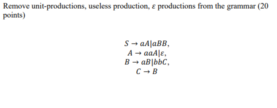 Solved Remove unit-productions, useless production, ε | Chegg.com