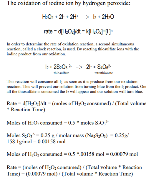 The oxidation of iodine ion by hydrogen peroxide: | Chegg.com