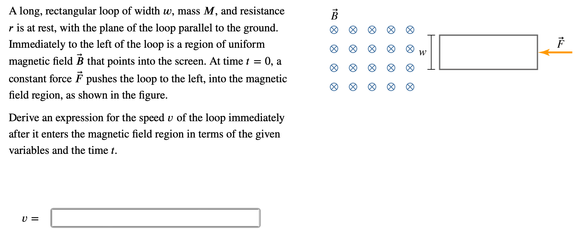 Solved B W A Long Rectangular Loop Of Width W Mass M And