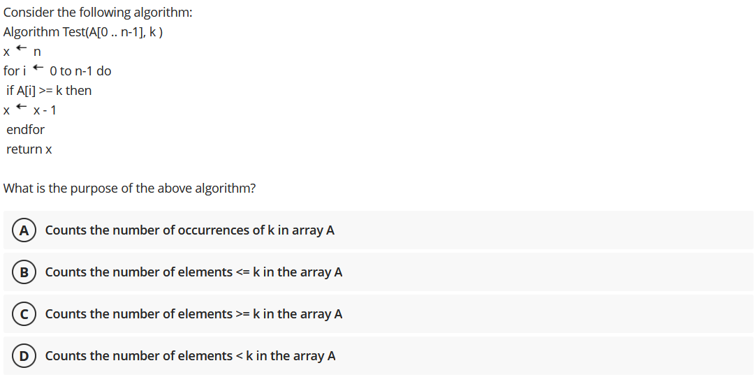 Solved Consider the following algorithm: Algorithm | Chegg.com