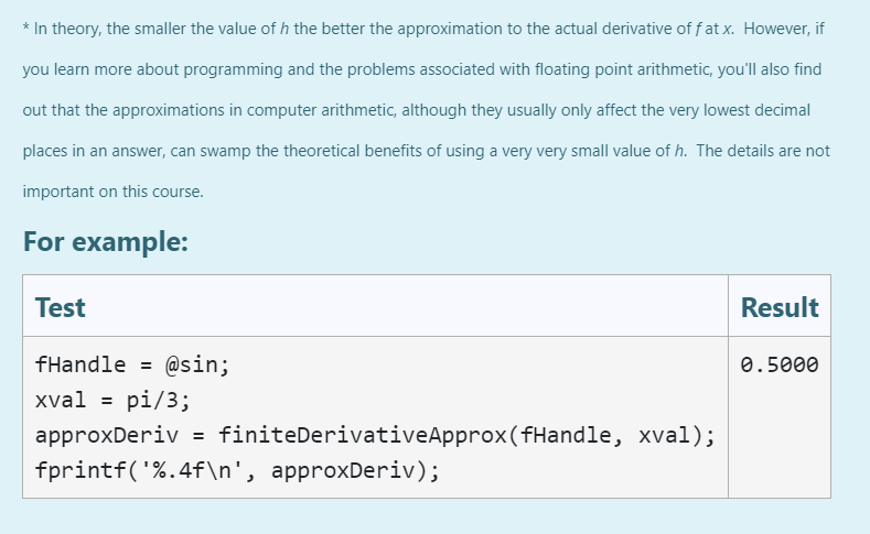 Solved Write a Matlab function that uses the finite | Chegg.com