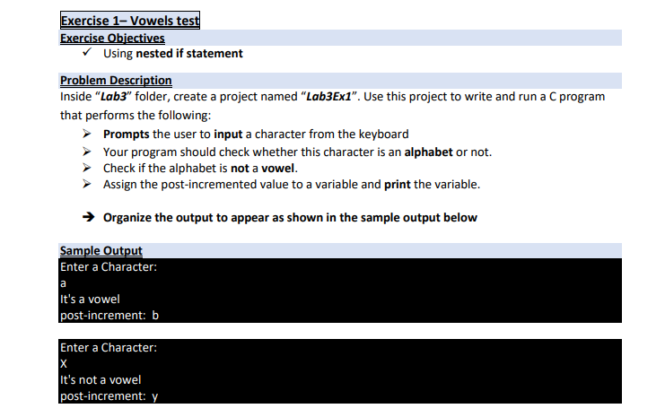 Solved Exercise 1-Vowels test Exercise Objectives Using | Chegg.com