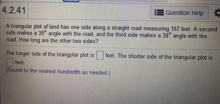 Solved A triangular plot of land has one side along a | Chegg.com