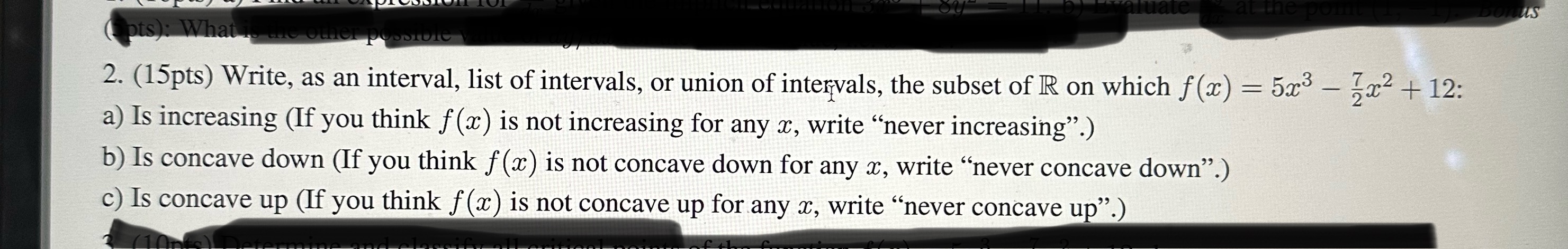 Solved (15pts) ﻿Write, as an interval, list of intervals, or | Chegg.com