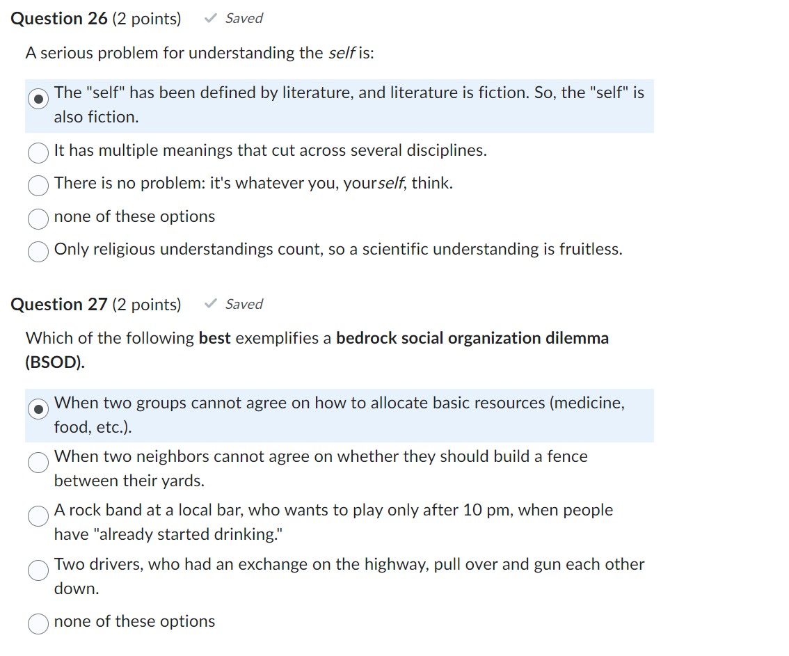 A serious problem for understanding the self is: The | Chegg.com