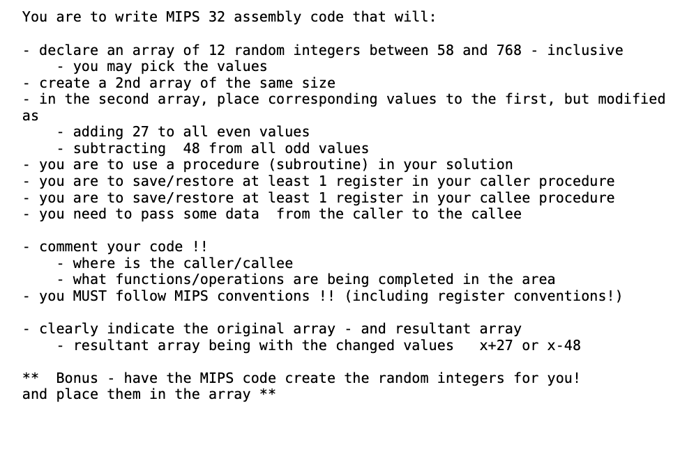 Solved for mips 32 for the caller/callee registers go | Chegg.com