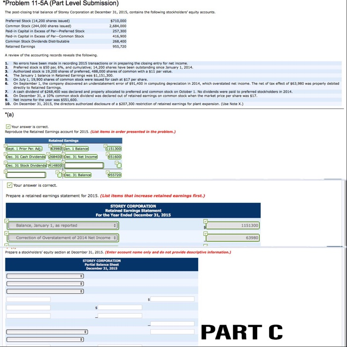 Solved Problem 11-5A (Part Level Submission) The | Chegg.com