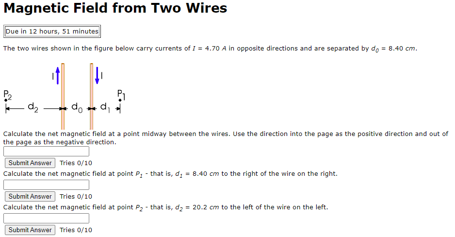 Solved Magnetic Field from Two Wires The two wires shown in | Chegg.com