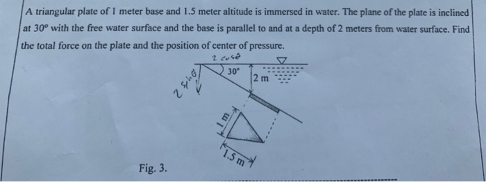 Solved A triangular plate of 1 meter base and 1.5 meter | Chegg.com