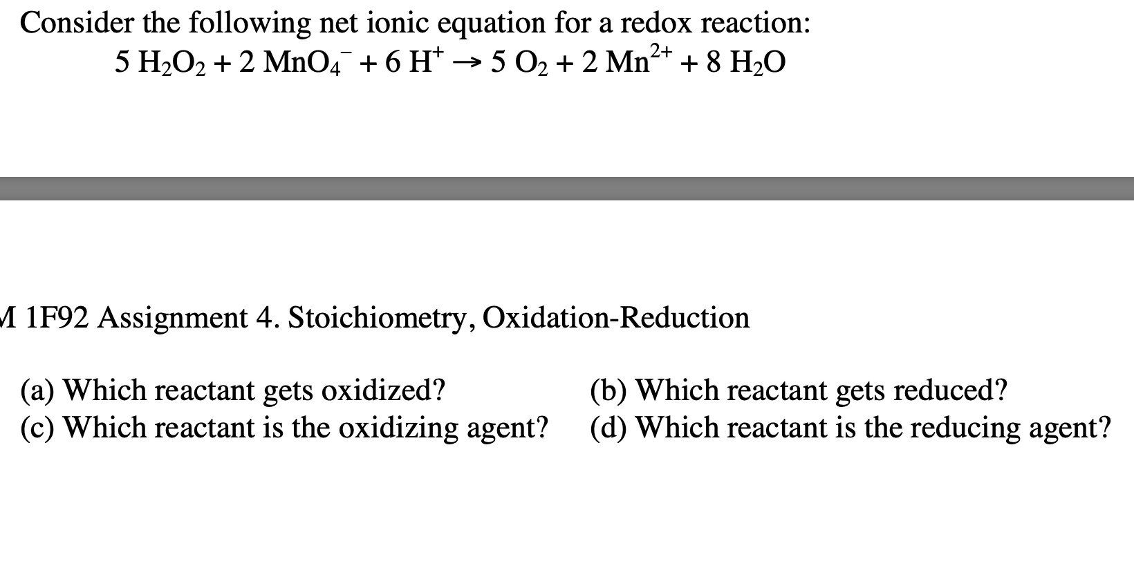 Solved Consider the following net ionic equation for a redox | Chegg.com