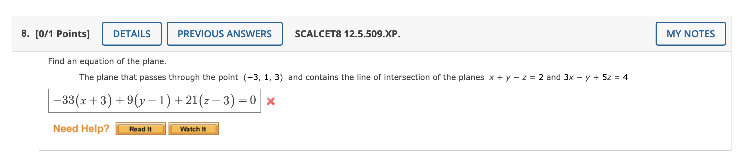 Solved 8. [0/1 Points] DETAILS PREVIOUS ANSWERS SCALCET8 | Chegg.com