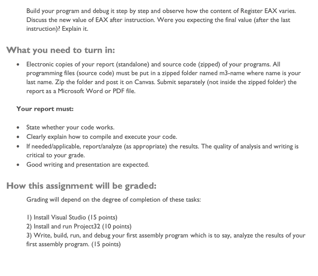 Solved Write and run your first assembly program (15 points) | Chegg.com
