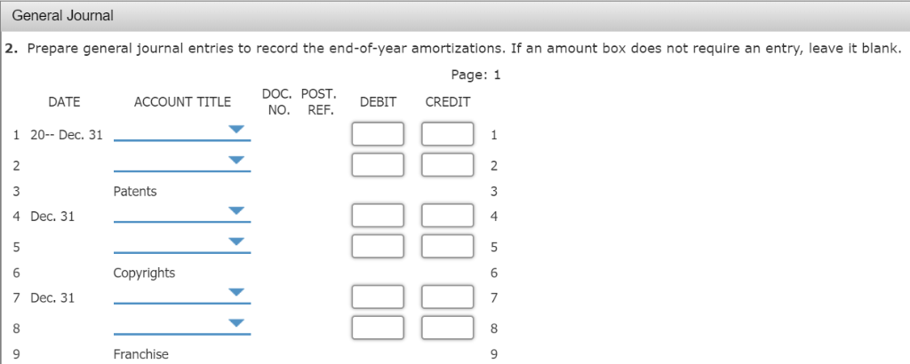 Solved Intangible Long-Term Assets 1. Using the | Chegg.com