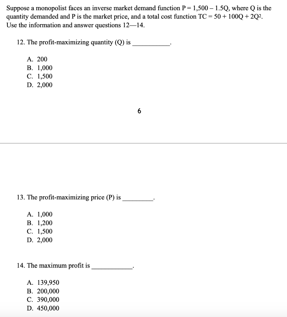 Solved Suppose a monopolist faces an inverse market demand | Chegg.com