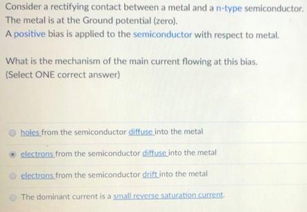 Solved Consider a rectifying contact between a metal and a | Chegg.com