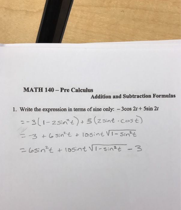 Solved MATH 140 Pre Calculus Addition and Subtraction | Chegg.com