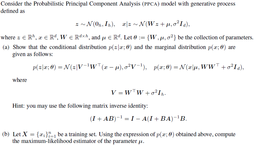 Solved Consider the Probabilistic Principal Component | Chegg.com