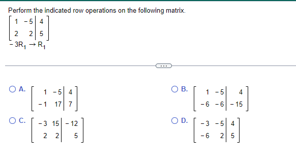 Solved Perform the indicated row operations on the following | Chegg.com