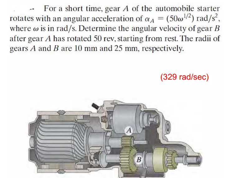 Solved . For a short time, gear A of the automobile starter | Chegg.com