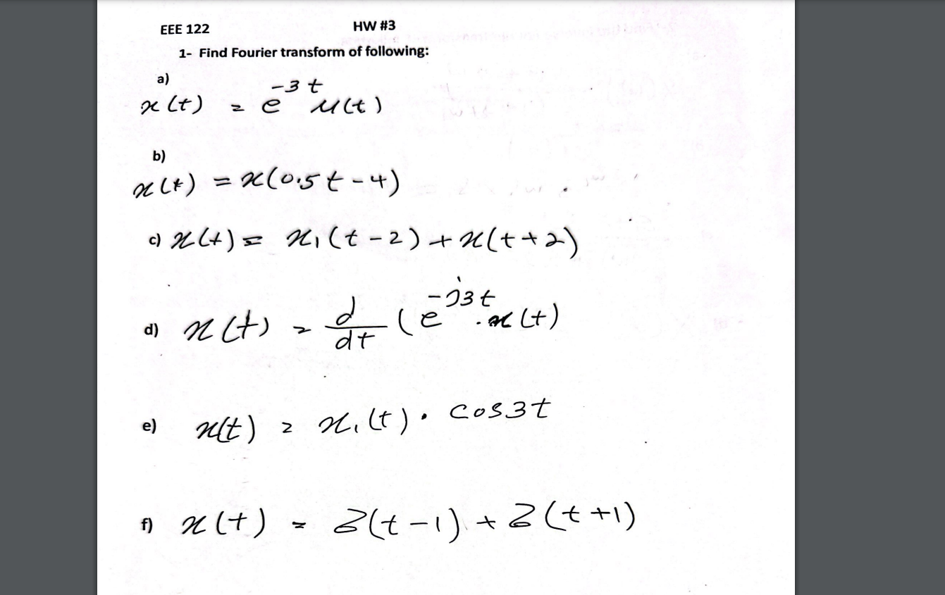 Solved 1- Find Fourier transform of following | Chegg.com
