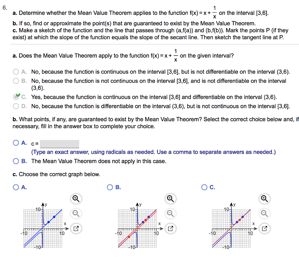 Solved 6 a. Determine whether the Mean Value Theorem applies | Chegg.com