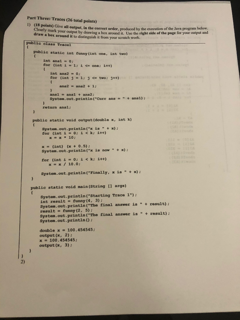 Solved Part Three: Traces (26 total points) 1) (18 points) | Chegg.com