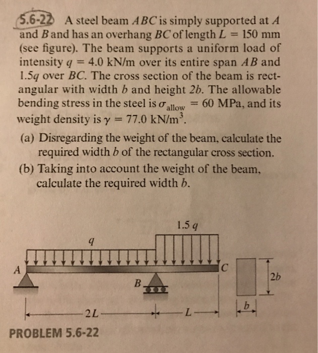 Solved A steel beam ABC is simply supported at A and B and | Chegg.com