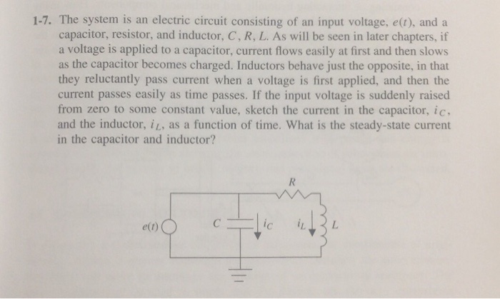 Solved 1-7. The system is an electric circuit consisting of | Chegg.com