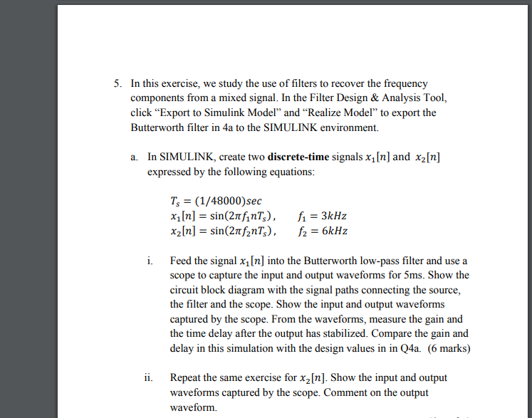 Solved 5. In this exercise, we study the use of filters to | Chegg.com