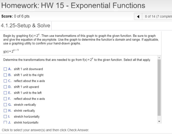 Solved Homework: HW 15 - Exponential Functions 8 of 14 7 | Chegg.com