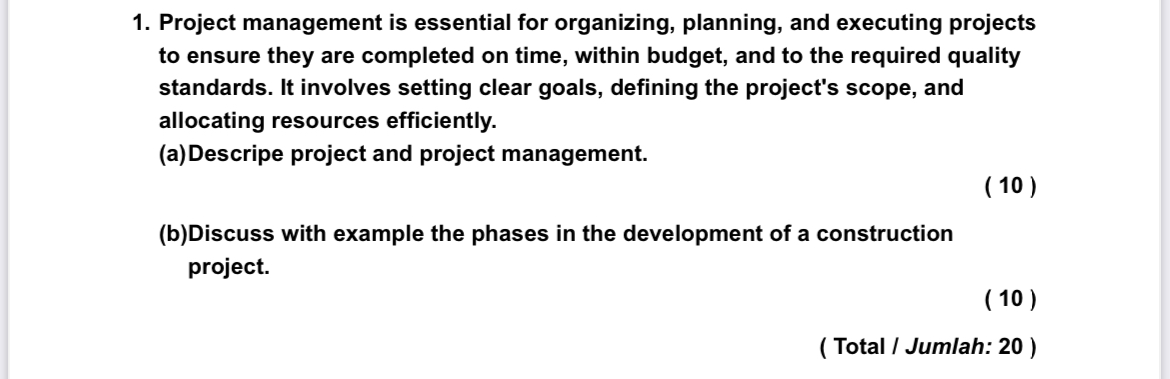 Solved Project management is essential for organizing, | Chegg.com